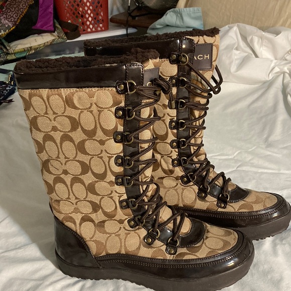Coach | Shoes | Coach Signature Logo Winter Lined Boots | Poshmark